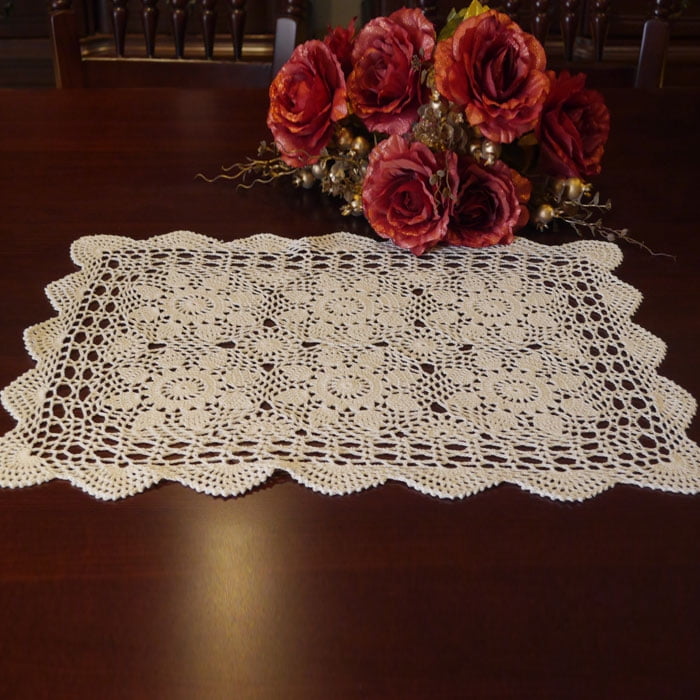 Handmade Crochet Dining Table Placemats Lace Table Runner Rectangular ...