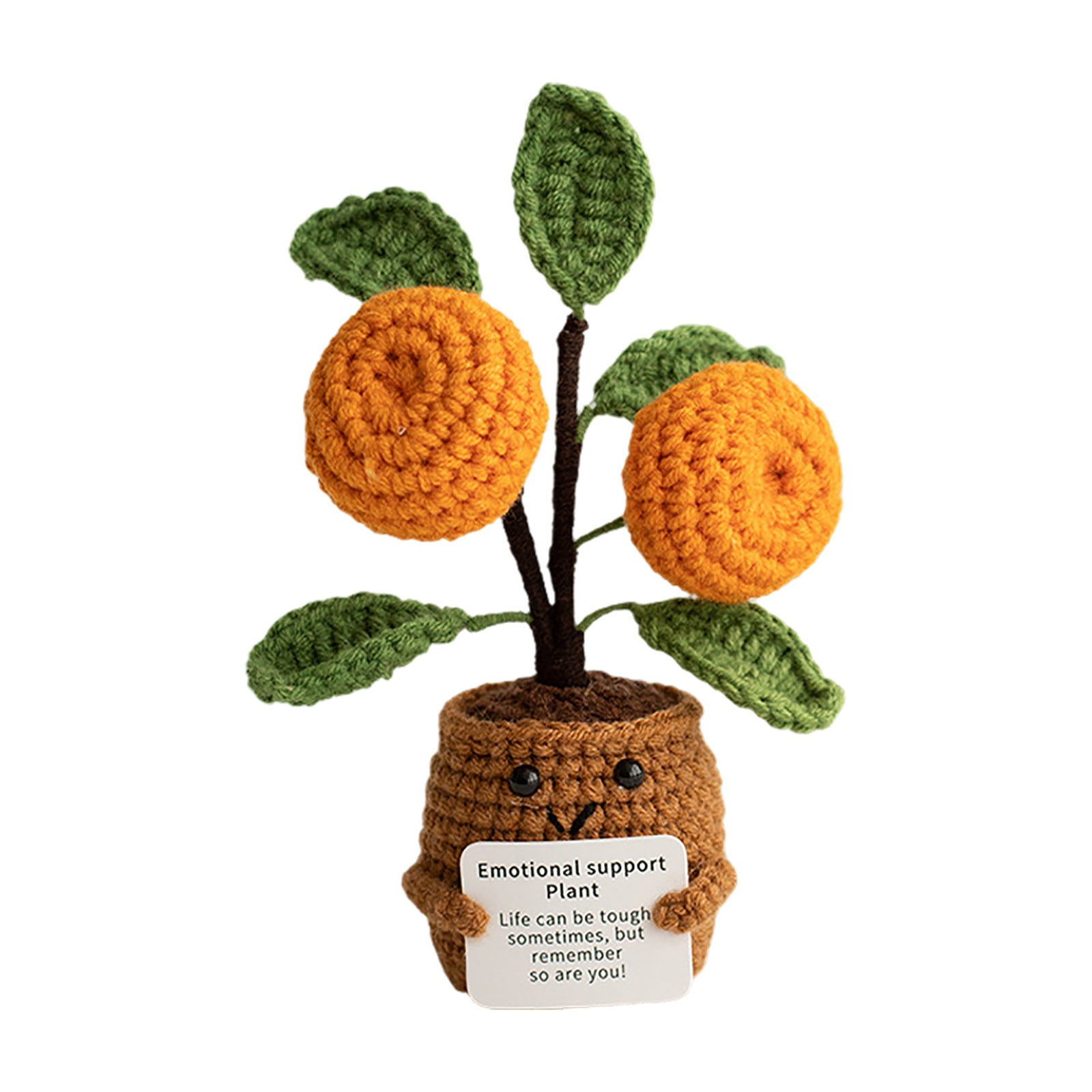 Handmade Crochet Emotional Support Plant with Cute Face, Knitted Flower ...