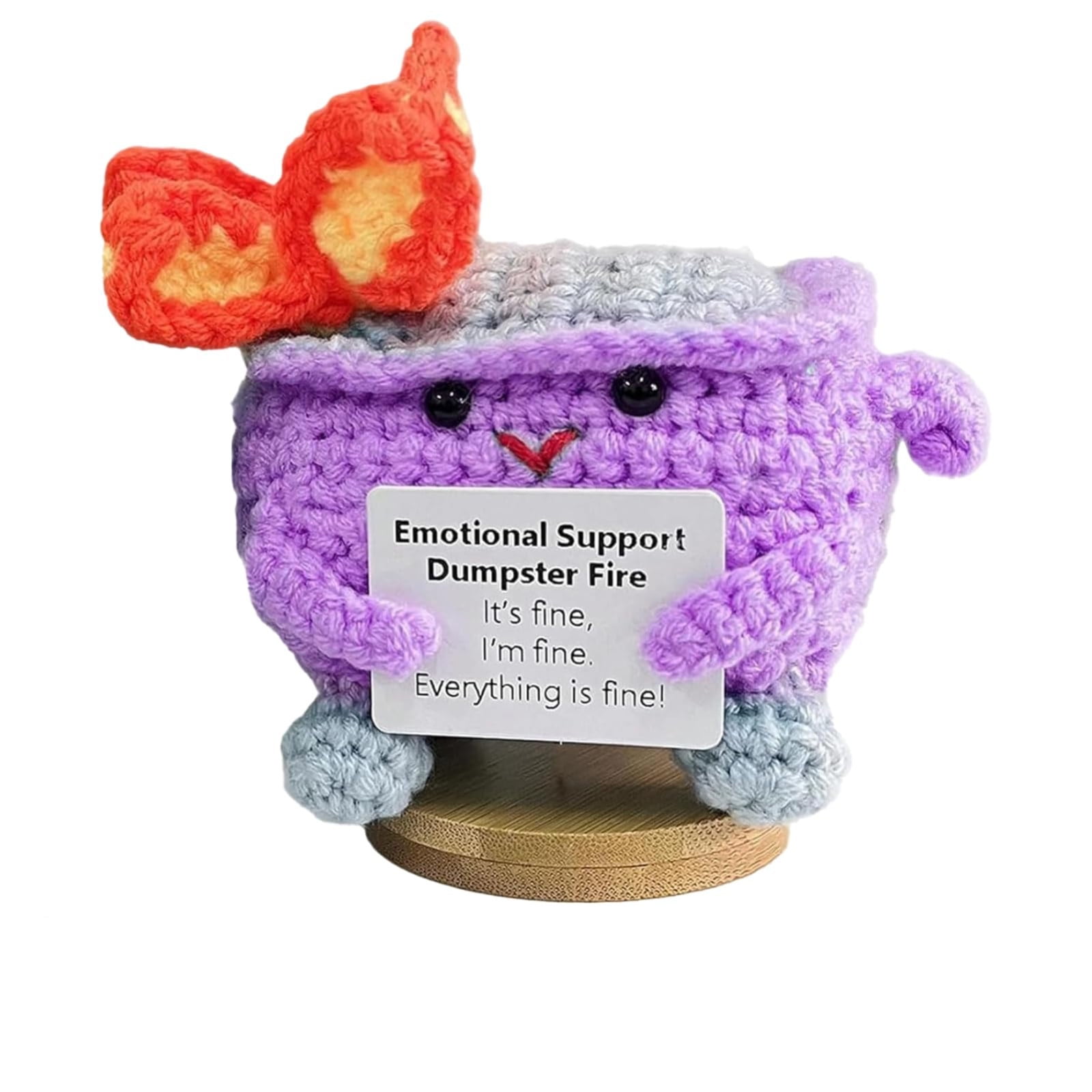 Handmade Crochet Emotional Support Plush Toy with Motivational Quote ...