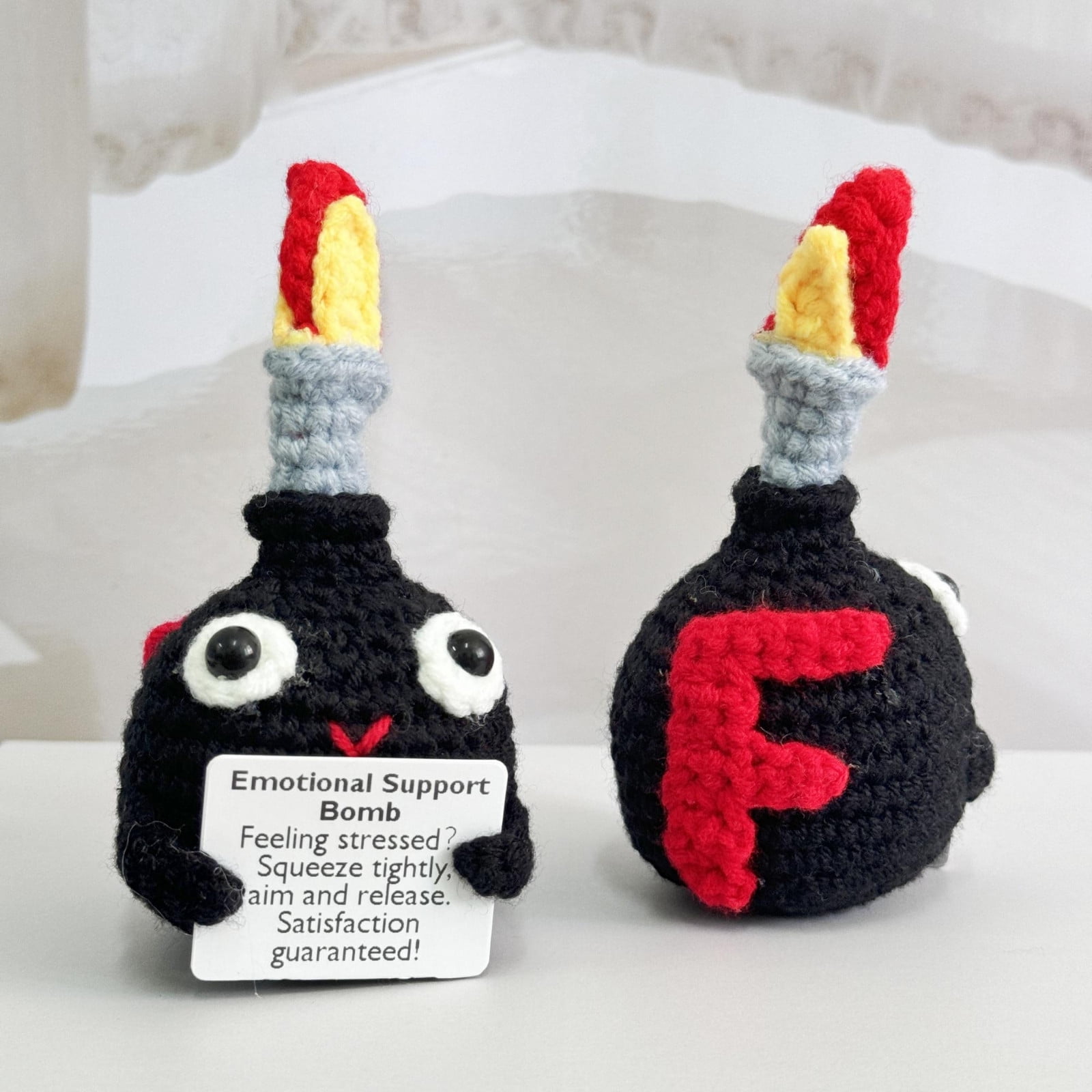 Handmade Crochet F-Bomb with Base,Crochet Novelty Gift,Emotional ...