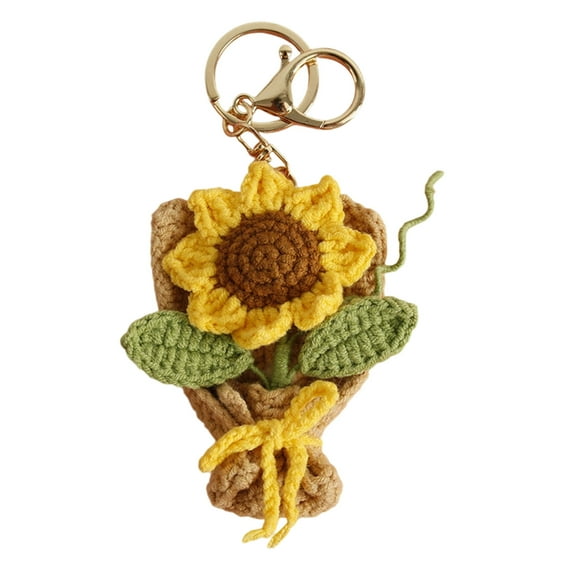 Handmade Crochet Flower Bouquets Keychain Flower Key Holder For Bag ...
