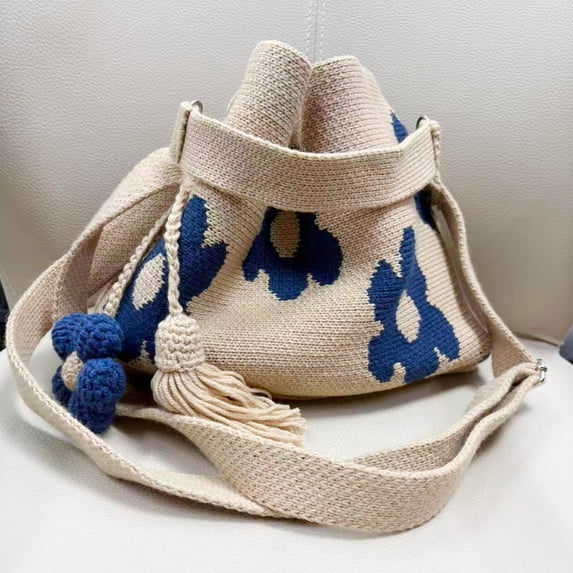 Handmade Crochet Flower Mesh Tote Bag, Knit Shoulder Purse - Walmart.com