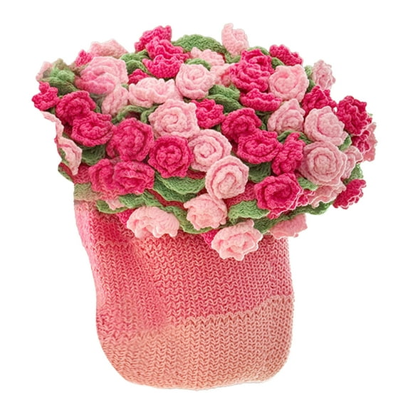 Handmade Crochet Gradual Color Rose Bouquet Blanket 2 In 1 Knit Shawl ...