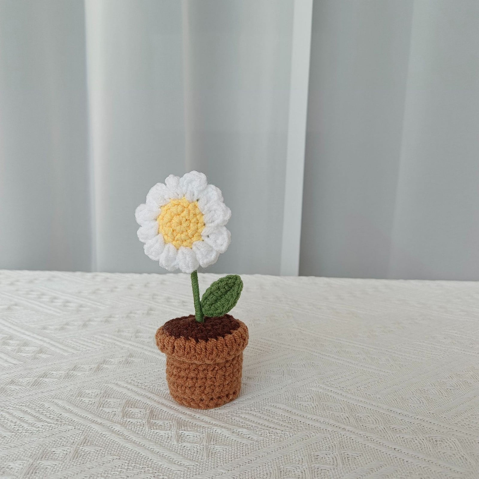Handmade Crochet Knitted Flower Bouquet Creative Knitted Potted Plant ...