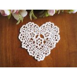 Handmade Crochet Lace Heart Shape Coasters Doilies, 4-inch, White Color ...