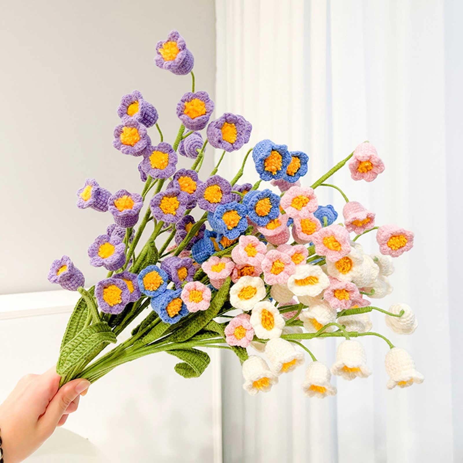 Handmade Crochet Lily of the Valley Bouquet | 15.74" Artificial Flowers ...