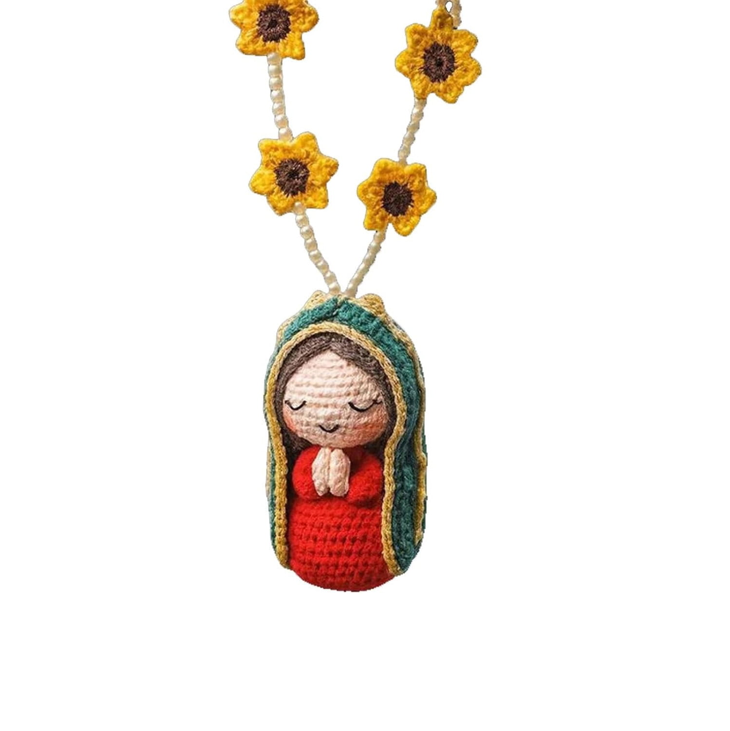 Handmade Crochet Mary Statue Car Hanging Decor - Elegant Religious ...