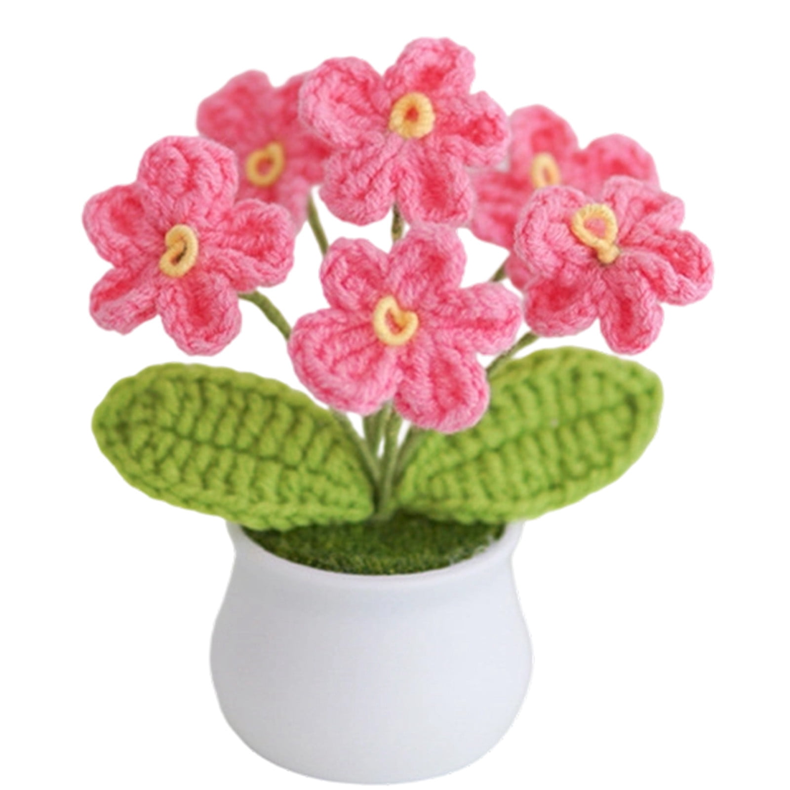 Handmade Crochet Pot Desktop Ornament Decorative Knitted Potted - Home ...