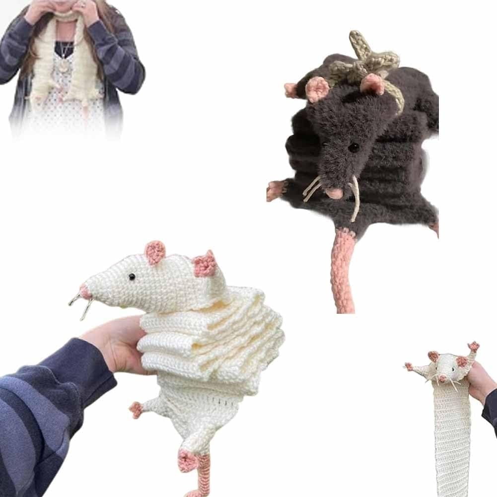 Handmade Crochet Rat Scarf, Cute Mouse Shape Whimsical Scarves, Animal ...