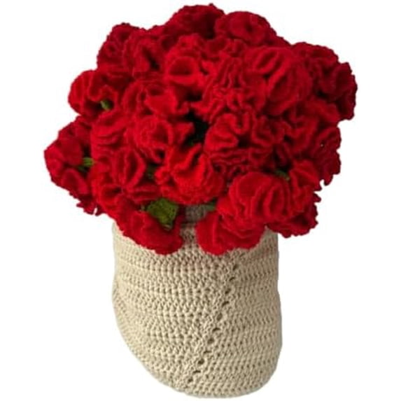Handmade Crochet Rose Bouquet Blanket,Romantic Knitted Rose Floral ...