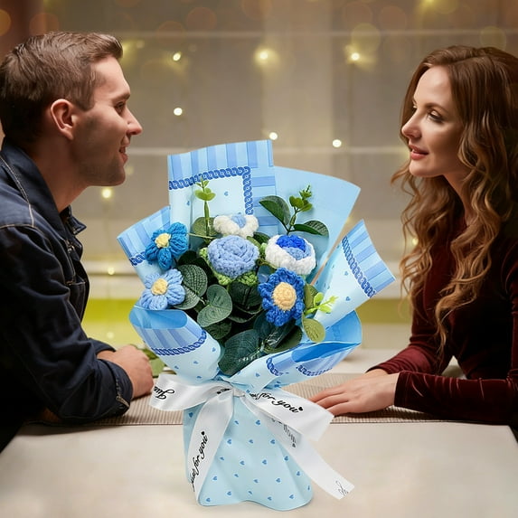 Handmade Crochet Sunflower & Rose Yarn Flowers | Artificial Knitted ...