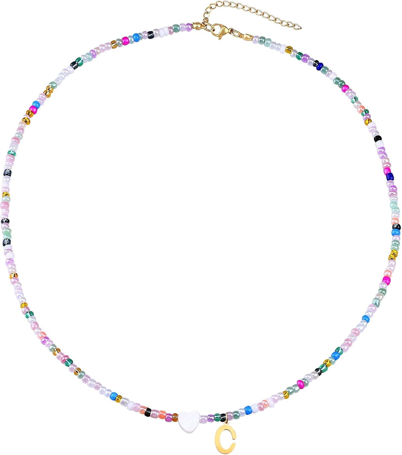 Handmade Cute Colorful Beaded Shell Love Initial Necklace - Trendy ...