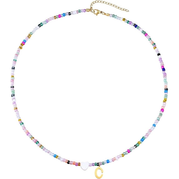 Handmade Cute Colorful Beaded Shell Love Initial Necklace - Trendy ...
