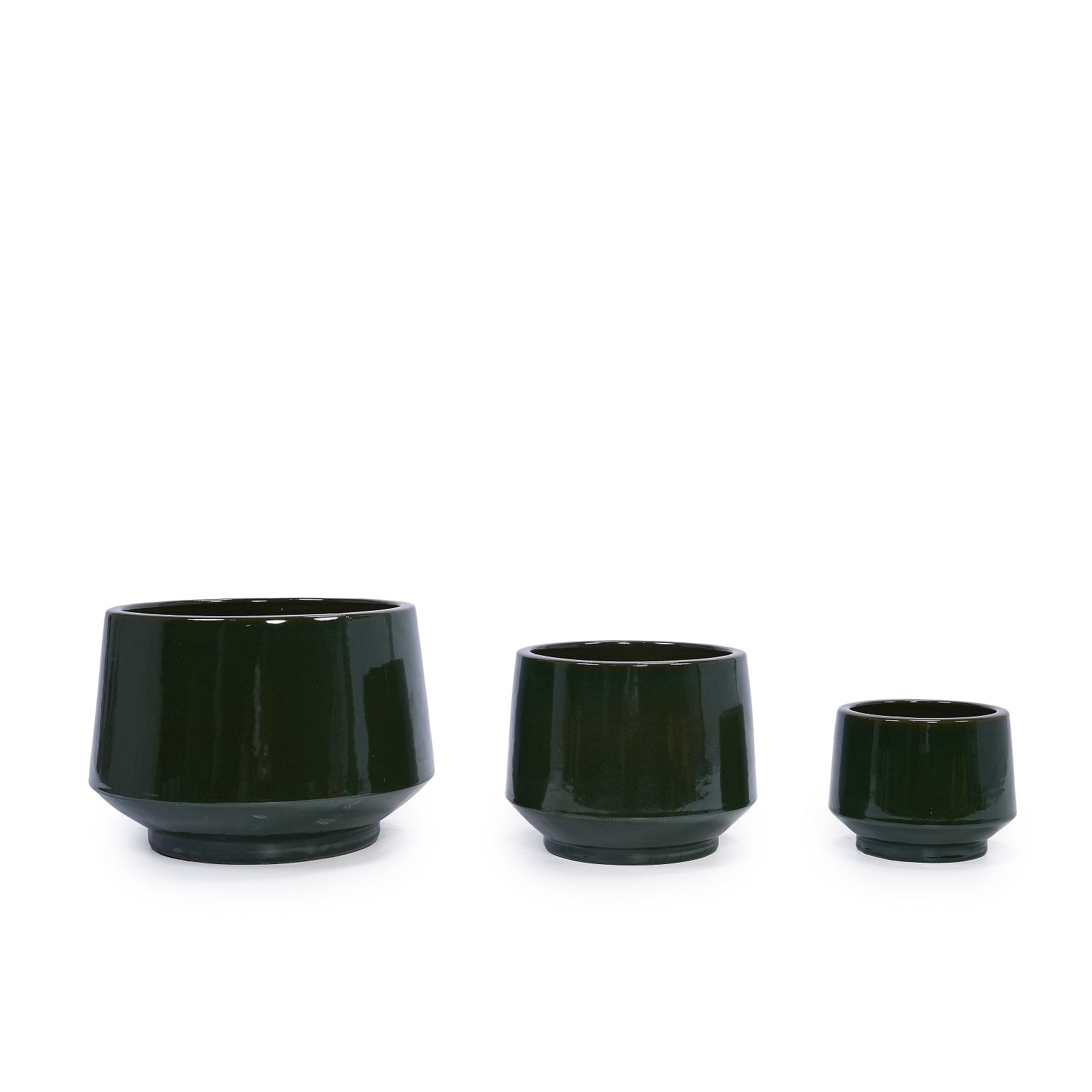 Handmade Dark Green Ceramic Planter Set of 3 (15/11/9 Inch Diameter ...