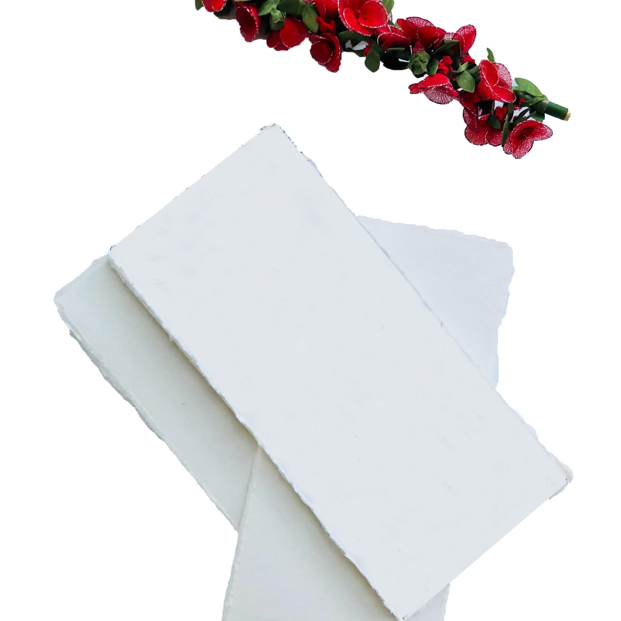 Handmade Deckle Paper 4x9" YPF5 Wedding Invitation and Baby Shower Card ...