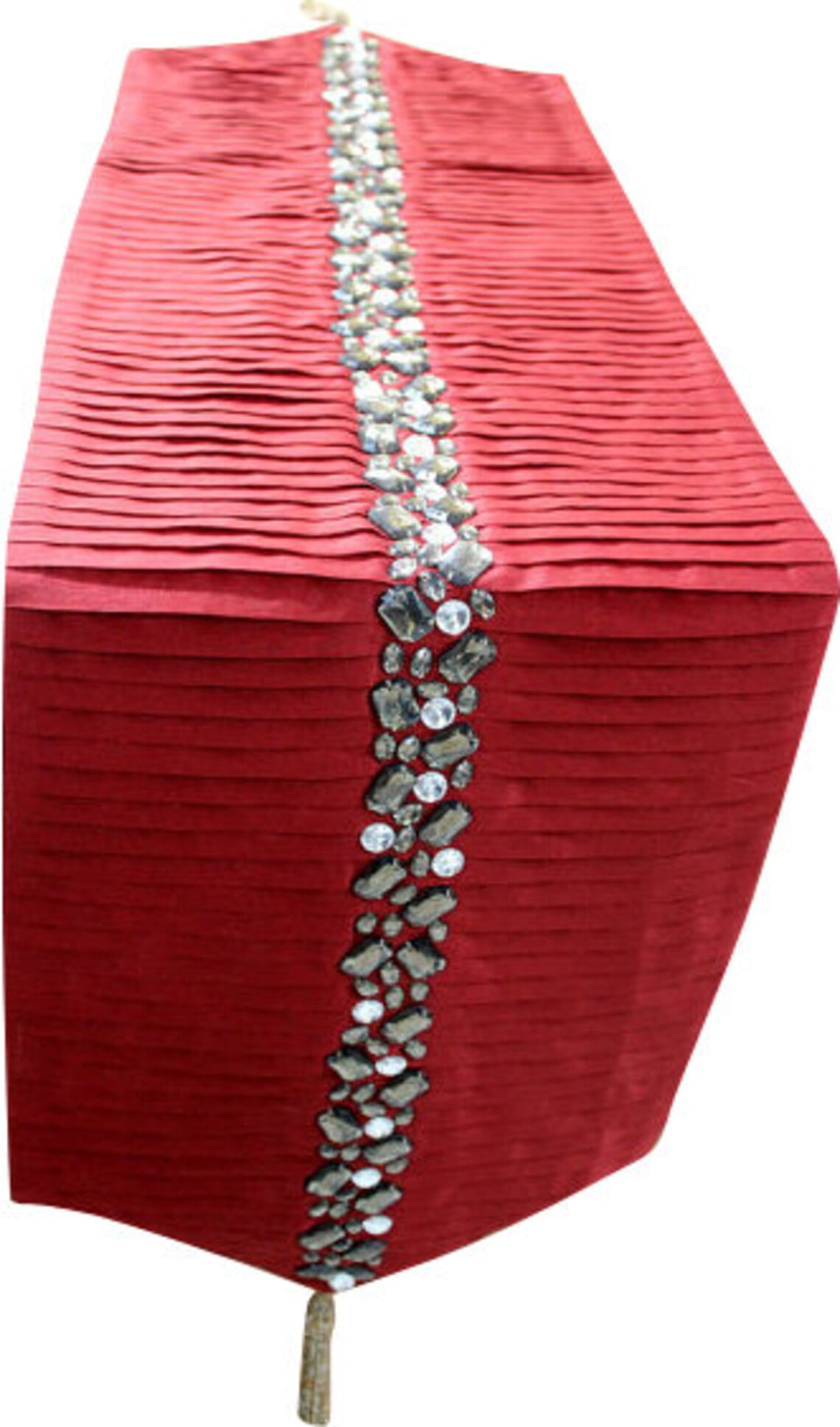 Handmade Decorative Table Runner Deep Red, Clear, Smoke, 14 inch wide x ...