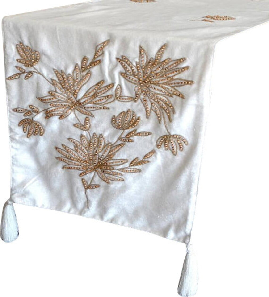 Handmade Decorative Table Runner Ivory, Brown, 14 inch wide x 48 inch ...