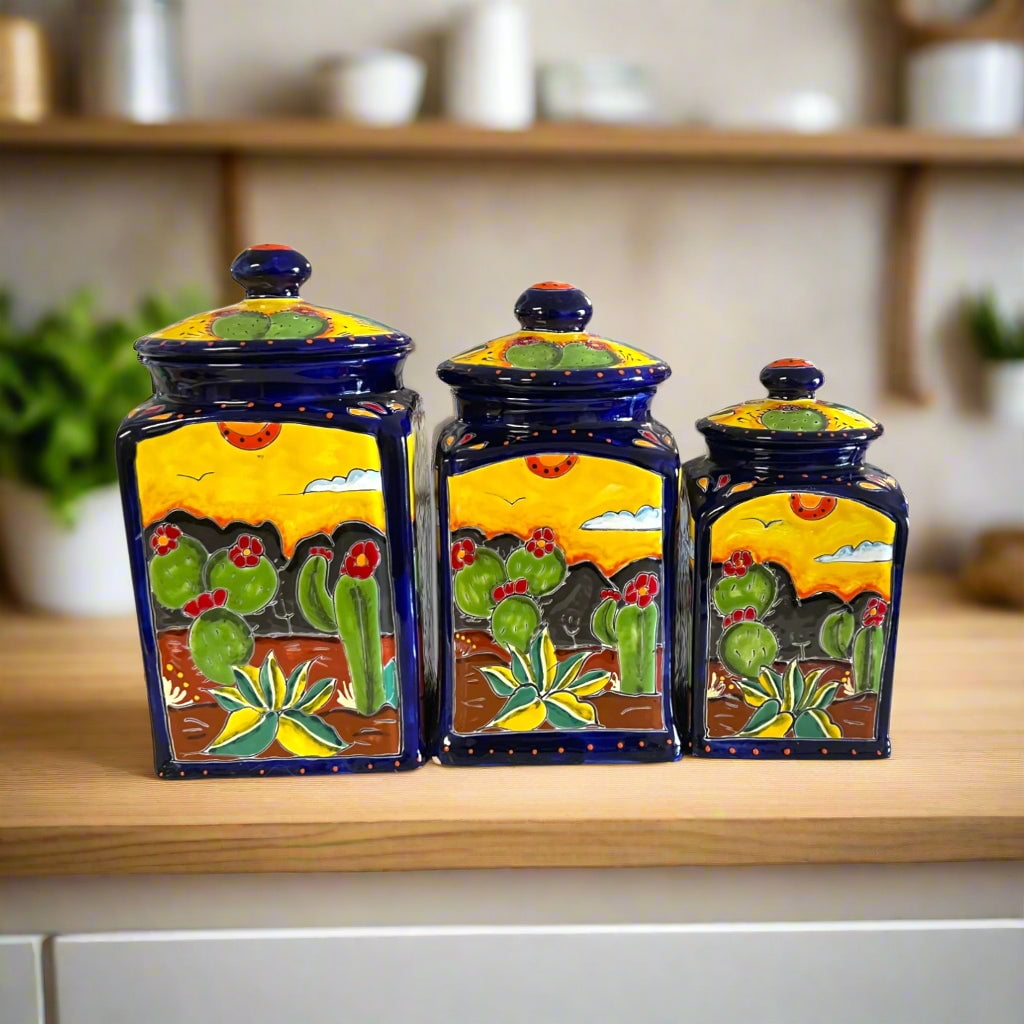 Handmade Desert Canister Set | Colorful Mexican Talavera Pottery ...