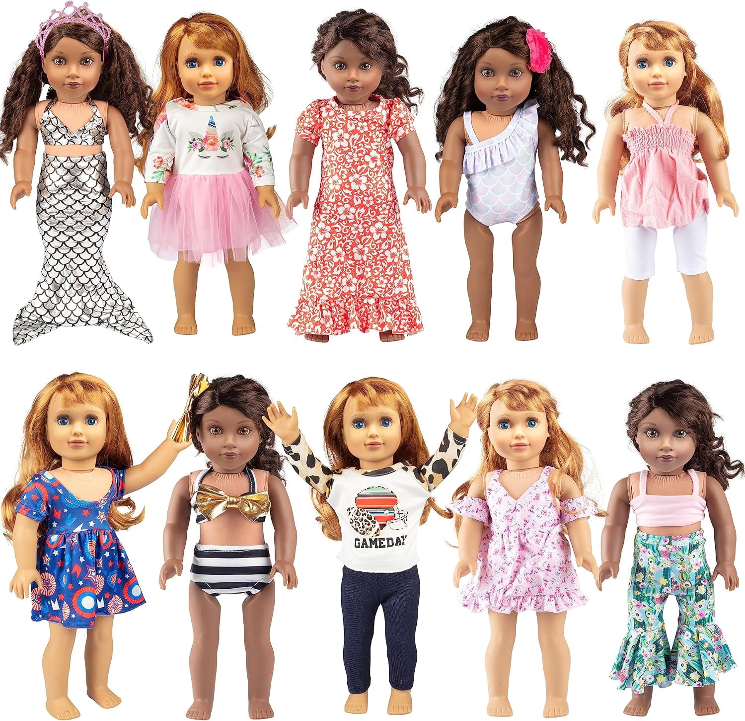 Dress Along Dolly Doll Clothes Value Bundle- Compatible w 18