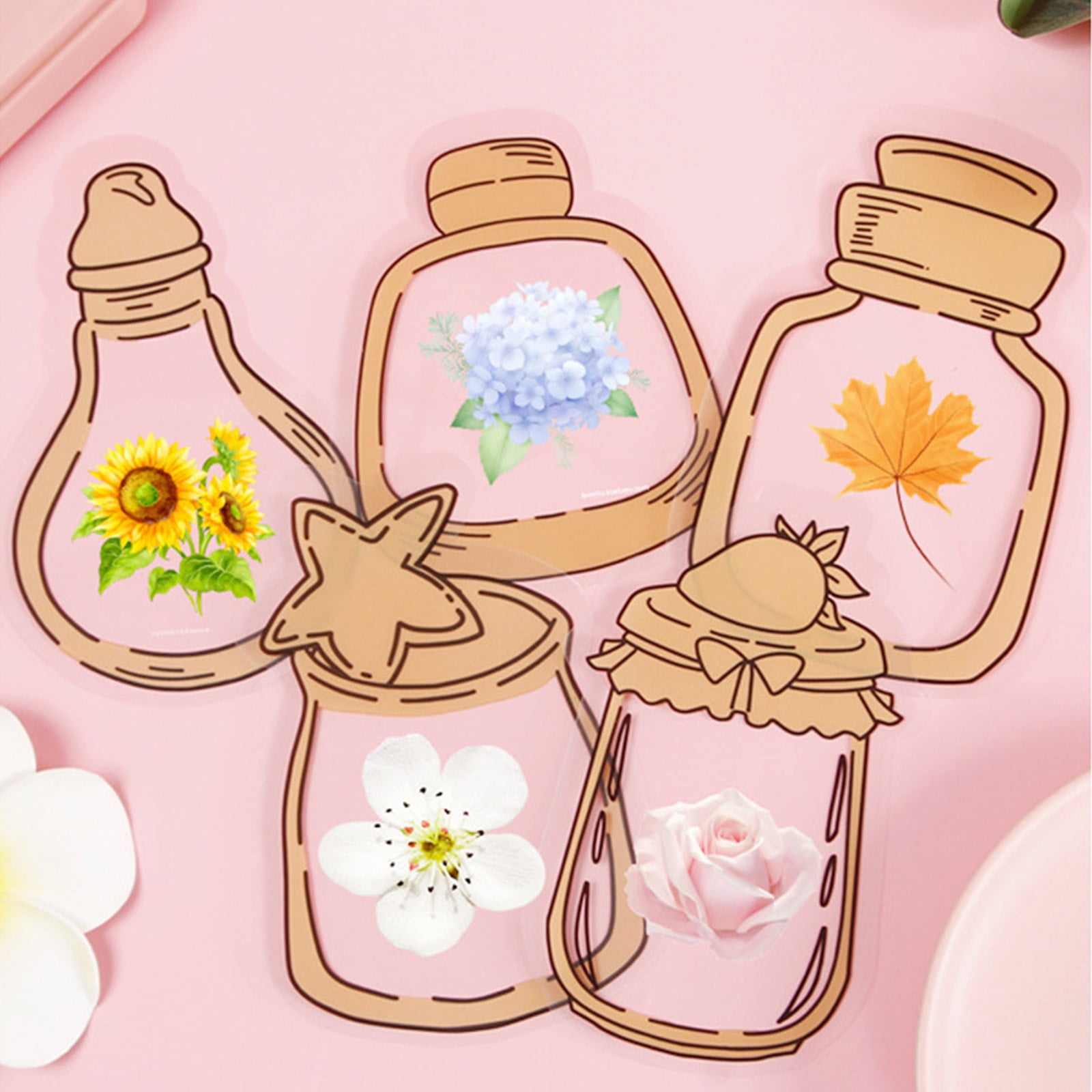 Handmade Dried Flower Bookmark Set - 20 Transparent Botanical Bookmarks ...