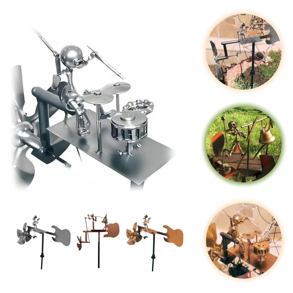 Handmade Drummer Windmill Garden Decoration,Stainless Steel Music ...