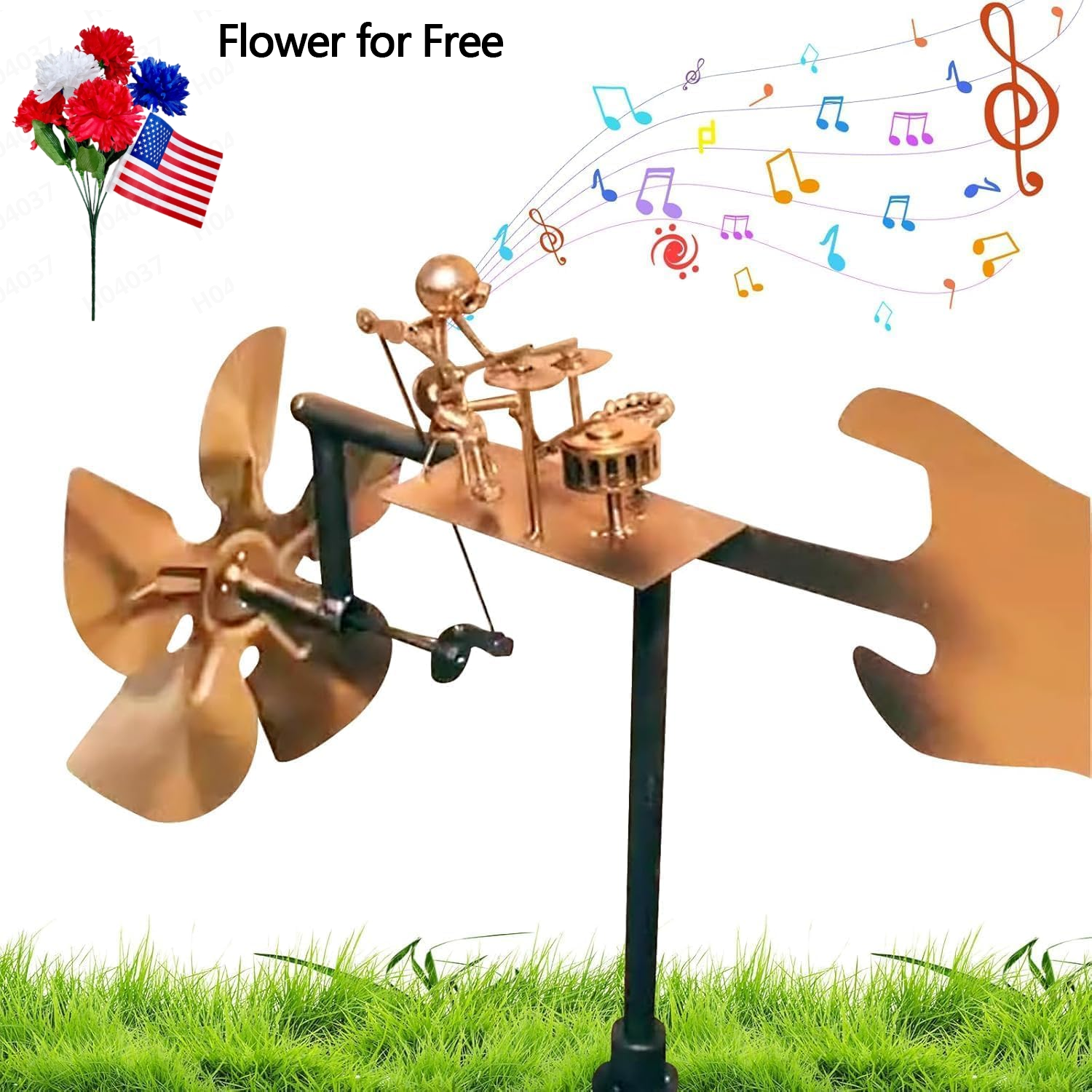 Handmade Drummer Windmill Skeleton Whirligigs Wind Spinners Outdoor ...