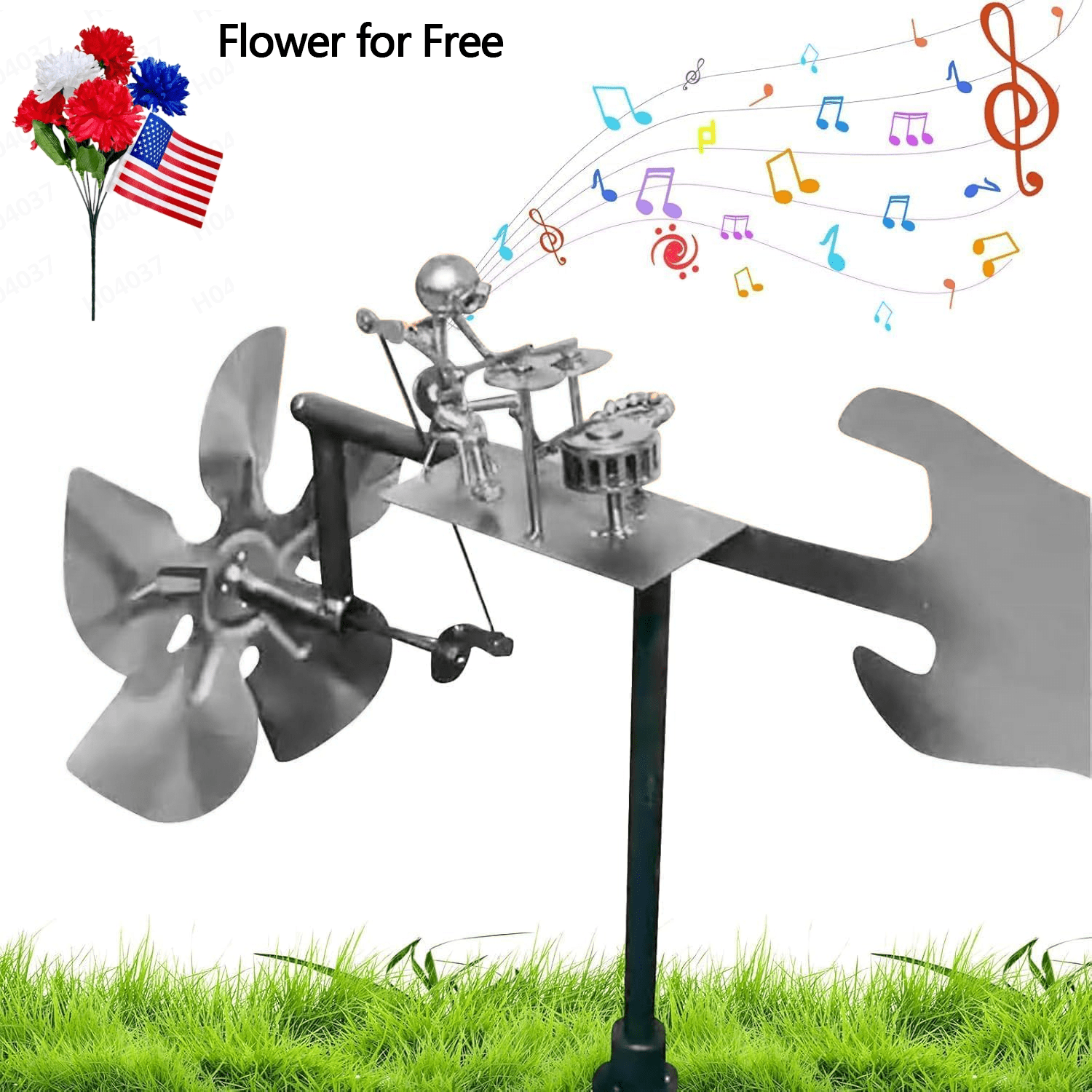 Handmade Drummer Windmill Skeleton Wind Spinners Outdoor Kinetic Wind ...