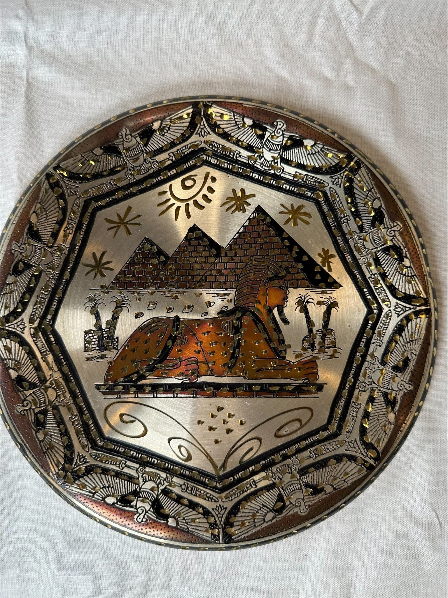 Handmade Egyptian Ancient Pyramids Sphinx Plate Hanging on the Wall ...