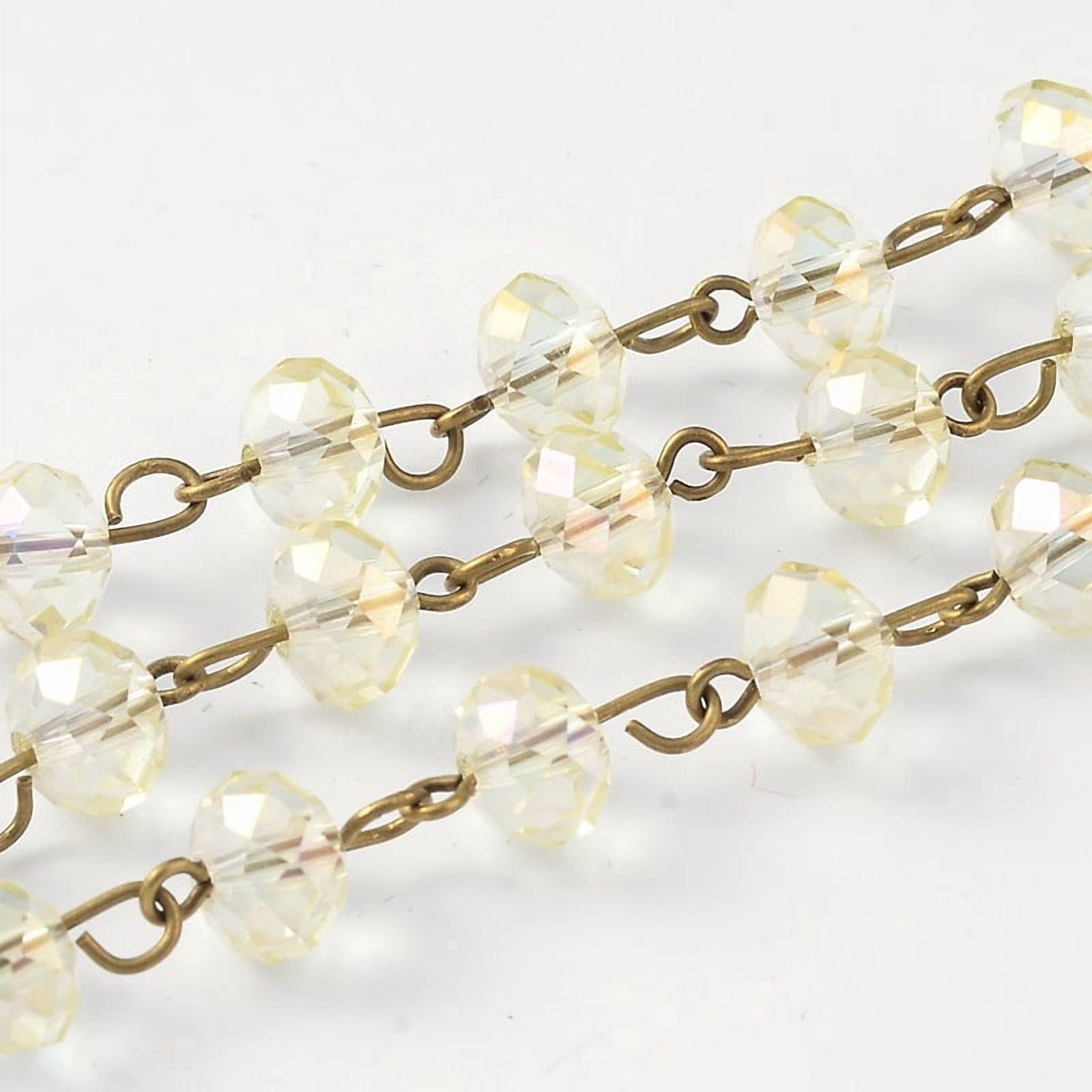 Handmade Electroplate Glass Faceted Rondelle Beads Chains for Necklaces ...