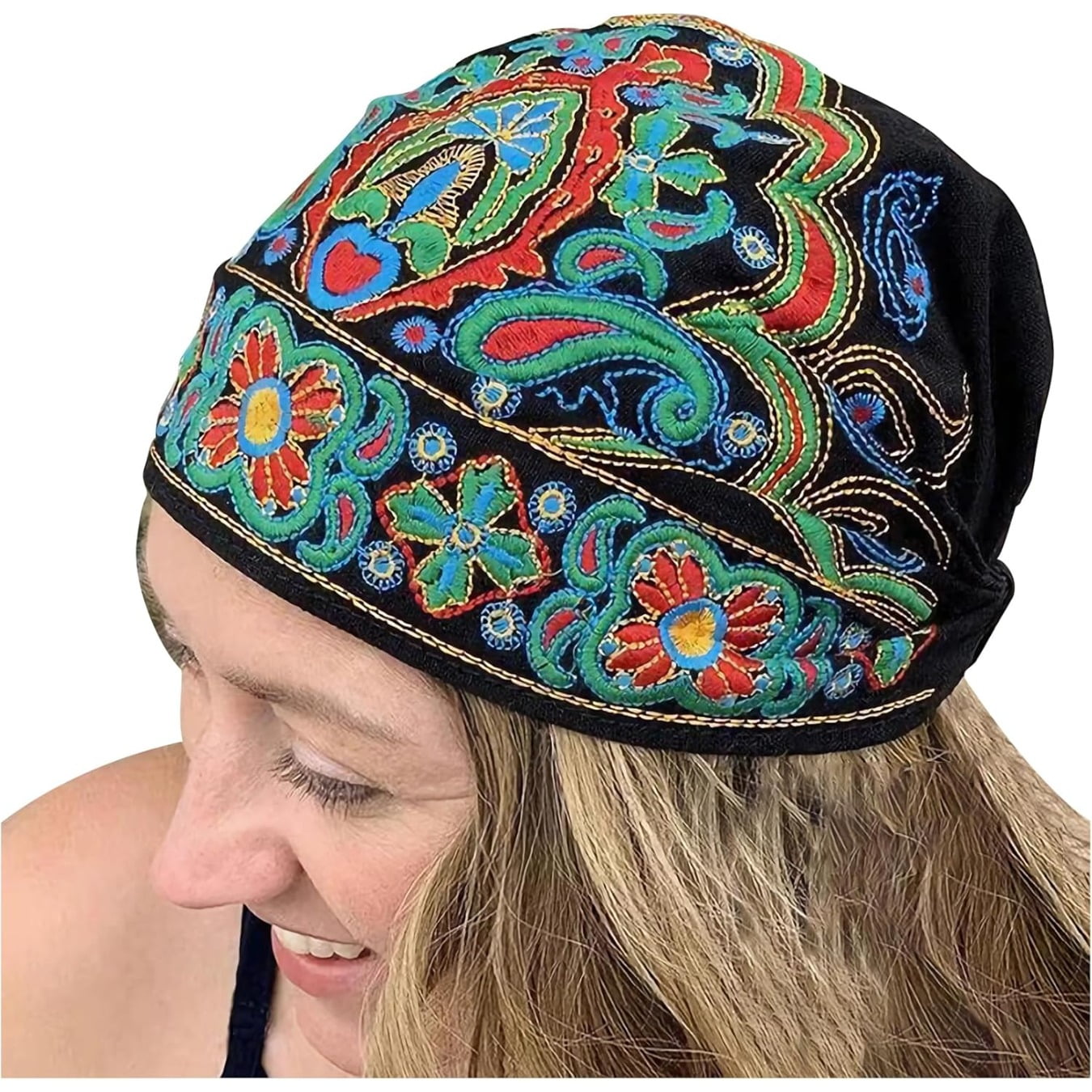 Handmade Embroidered Bandana Caps 2025 New Women Ethnic Style Head Wrap ...