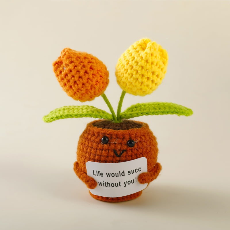 Handmade Emotional Support Cute Tulip, Positive Crochet Doll with Card ...