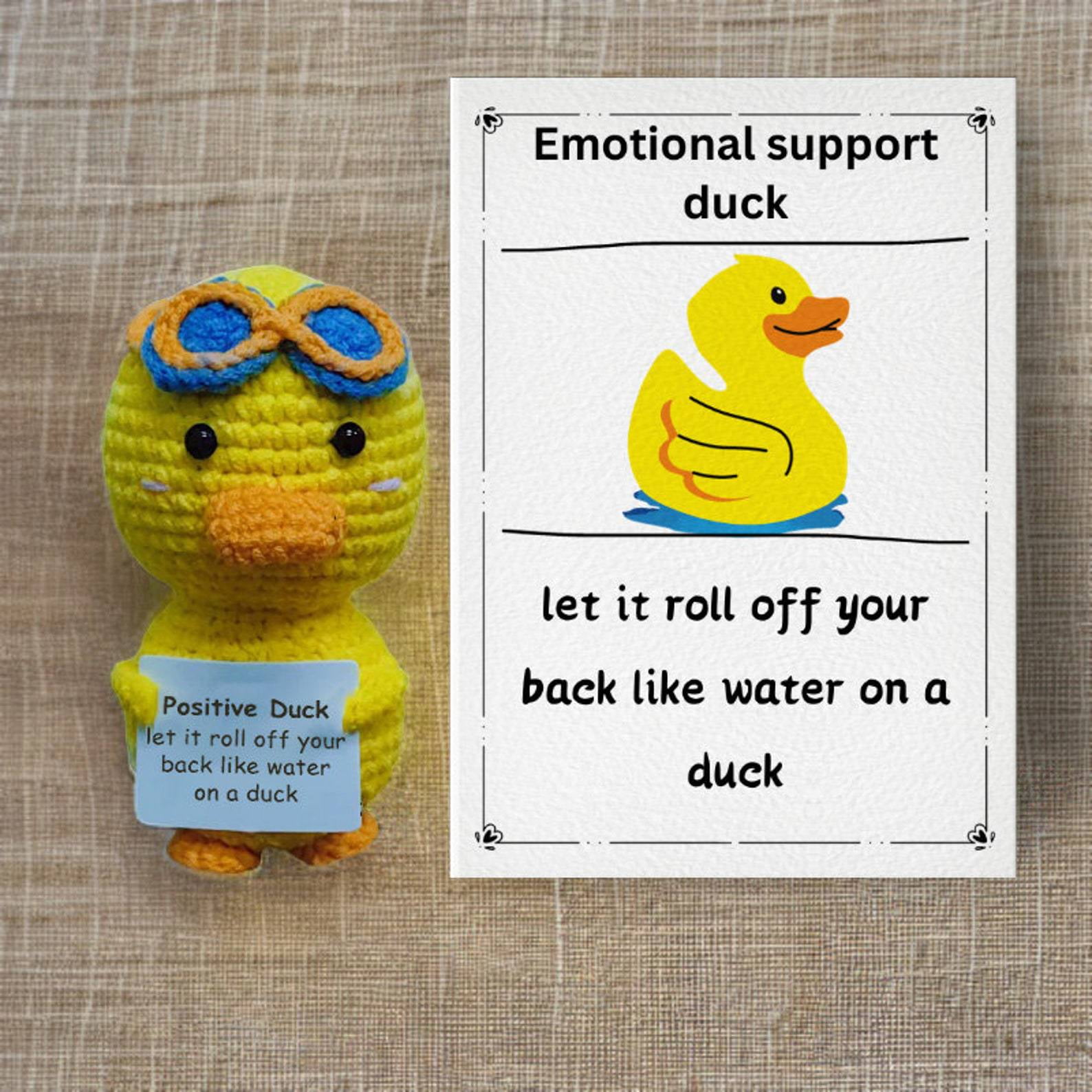 Handmade Emotional Support Duck, Positive Crochet Doll with Card ...