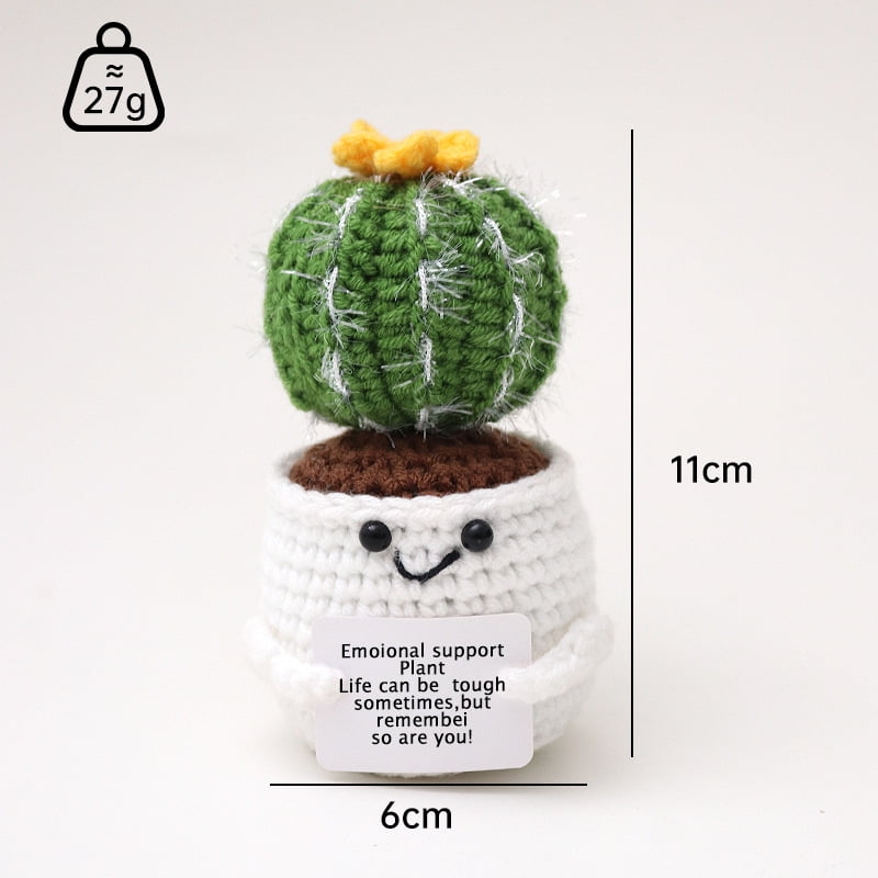 Handmade Emotional Support Green Cactus Potted Plants, Positive Crochet ...