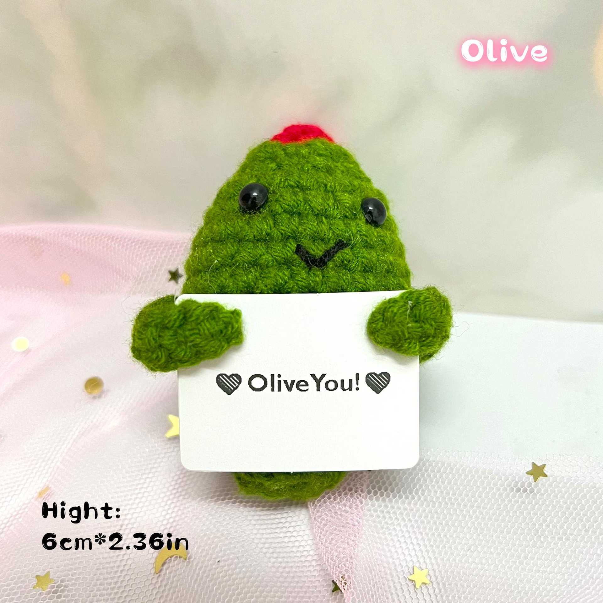 Handmade Emotional Support Olive, Positive Crochet Doll with Card ...