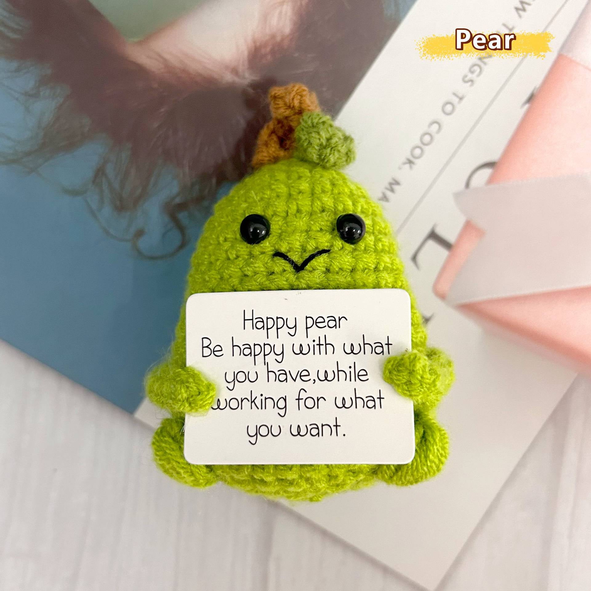 Handmade Emotional Support Pear, Positive Crochet Doll with Card ...