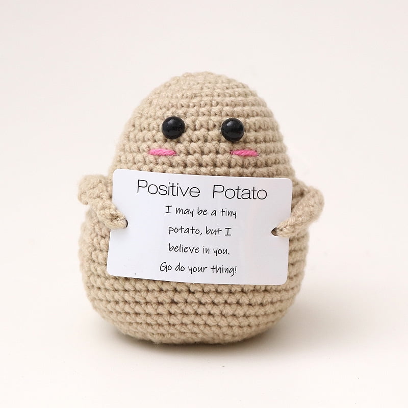Handmade Emotional Support Potato, Positive Crochet Potato with Motivational Card, Knitted Wool ...