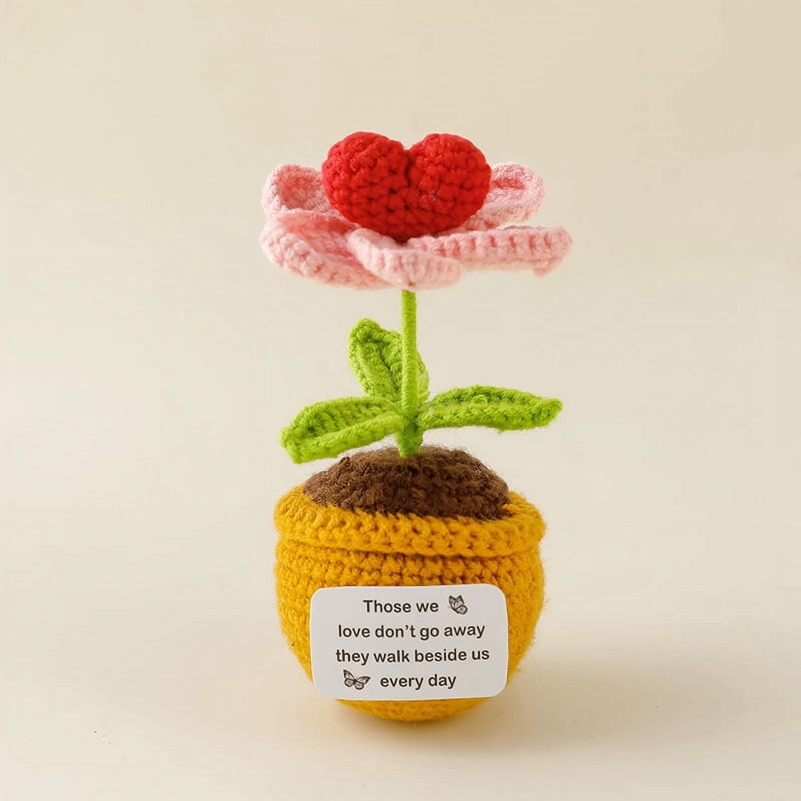 Handmade Emotional Support Rose Potted Plants, Positive Crochet Doll ...
