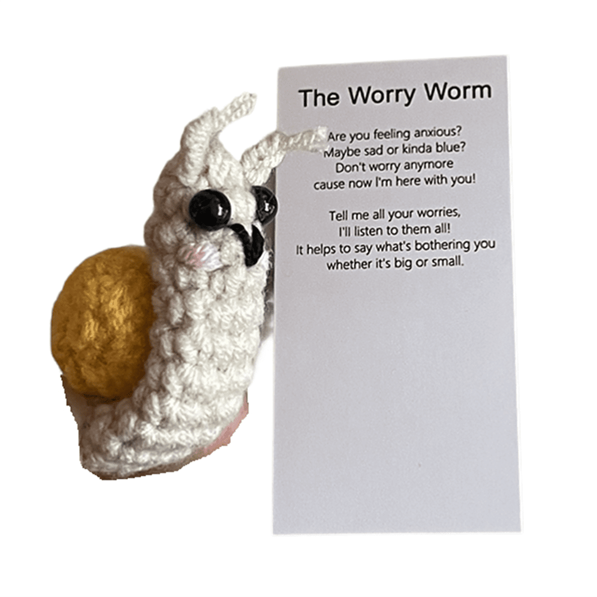 Handmade Emotional Support Worry Worm Gift, Crochet Inspirational Cares ...