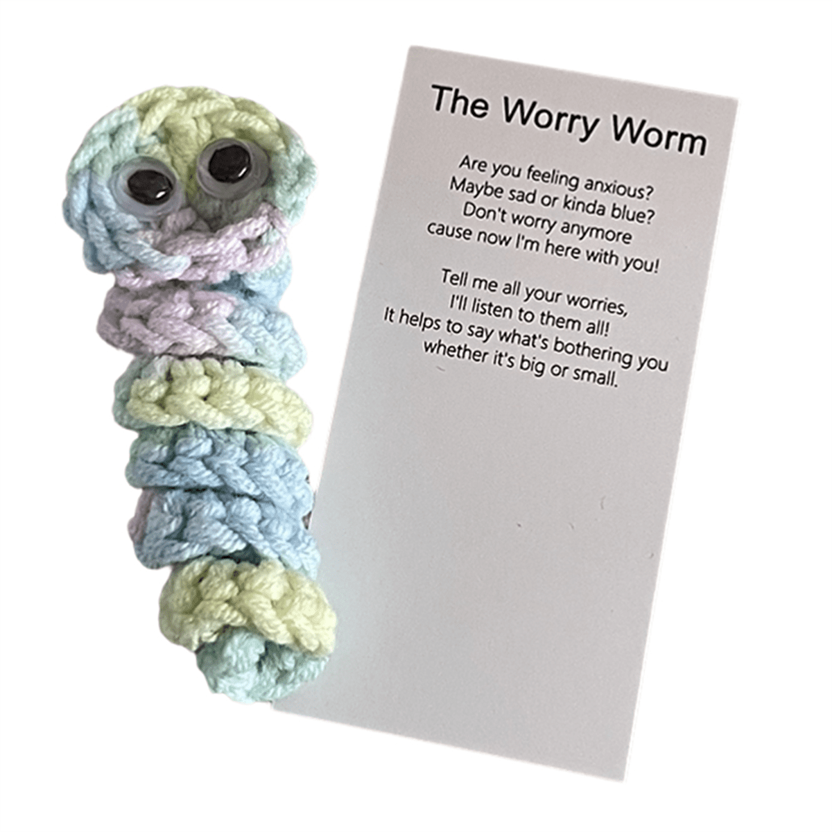 Handmade Emotional Support Worry Worm Gift, Crochet Worry Worm ...