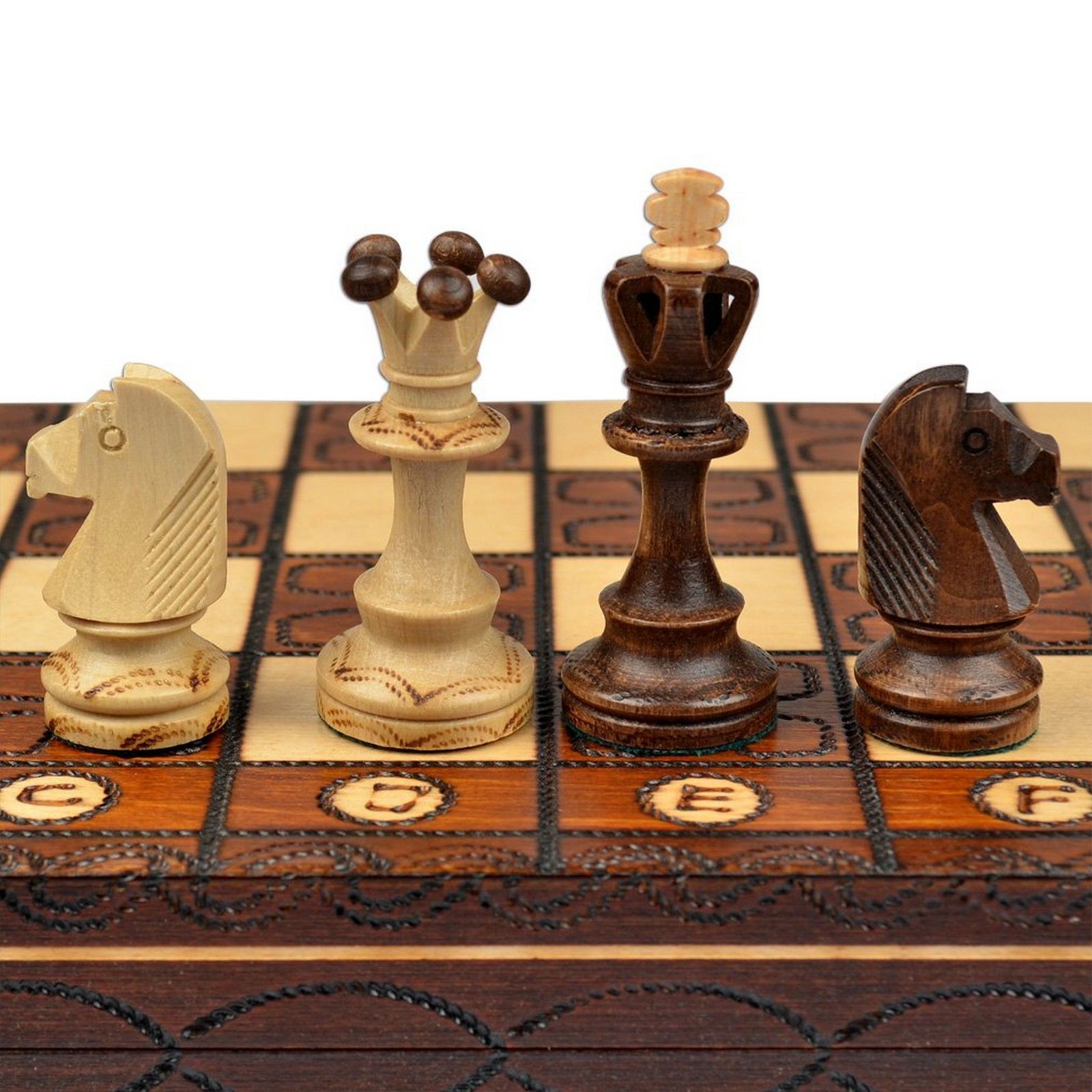 Handmade European Wooden Chess Set With 16 Inch Board And Hand Carved Handmade European Wooden Chess Set With 16 Inch Board And Hand Carved