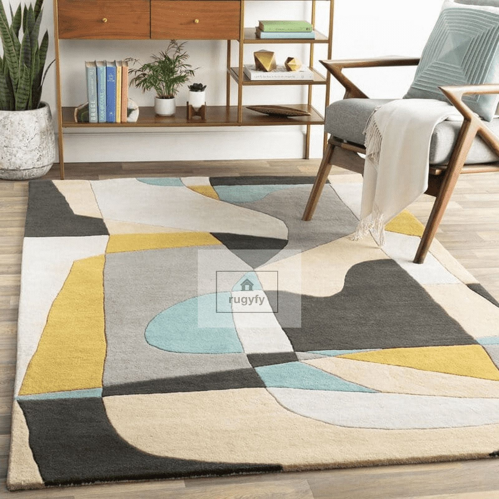 Handmade Export Quality Tufted Pure Woollen Geometrical Carpet for ...