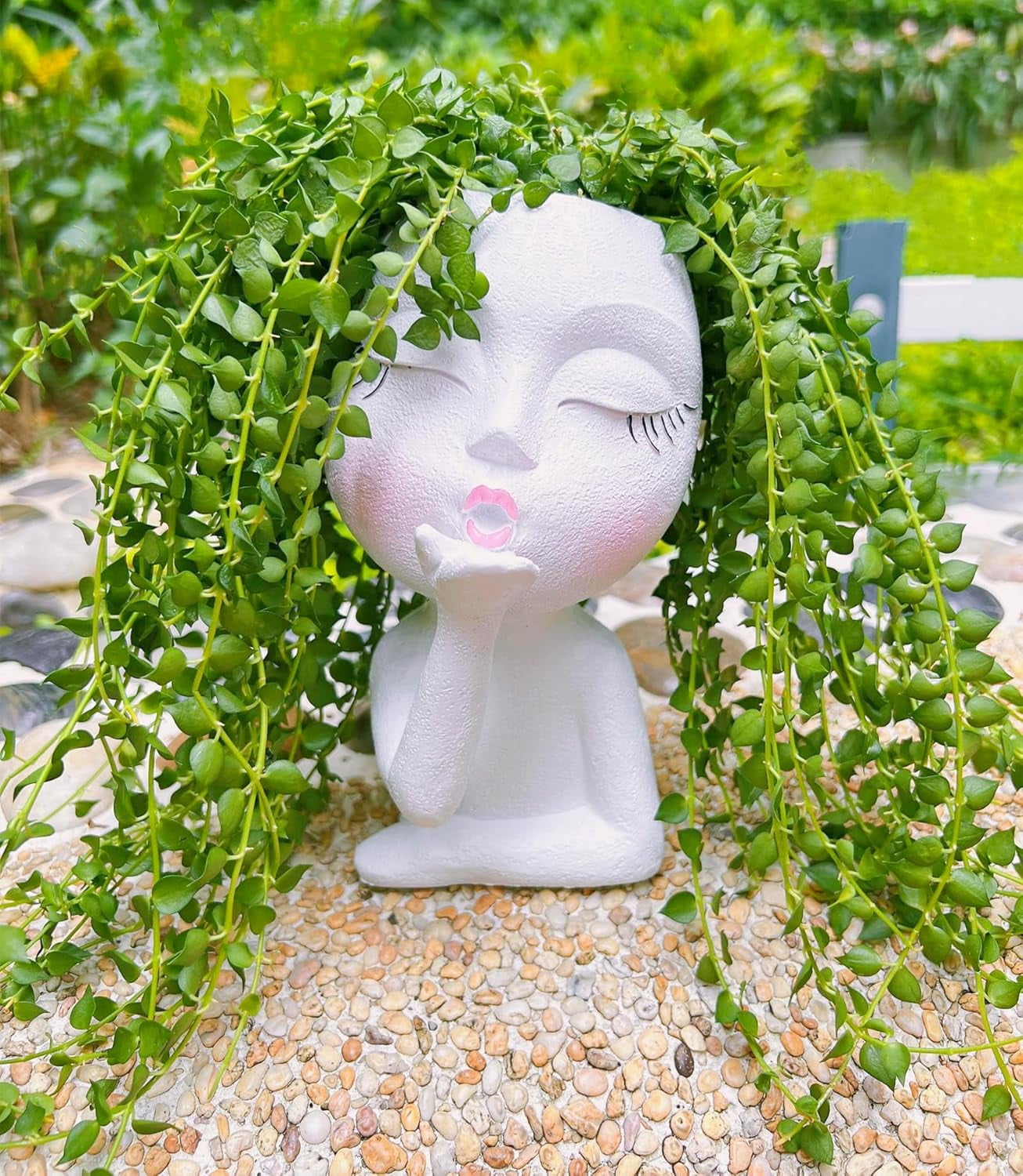 Handmade Face Flower Pots Standing Air Kiss Head Planter Pot for ...