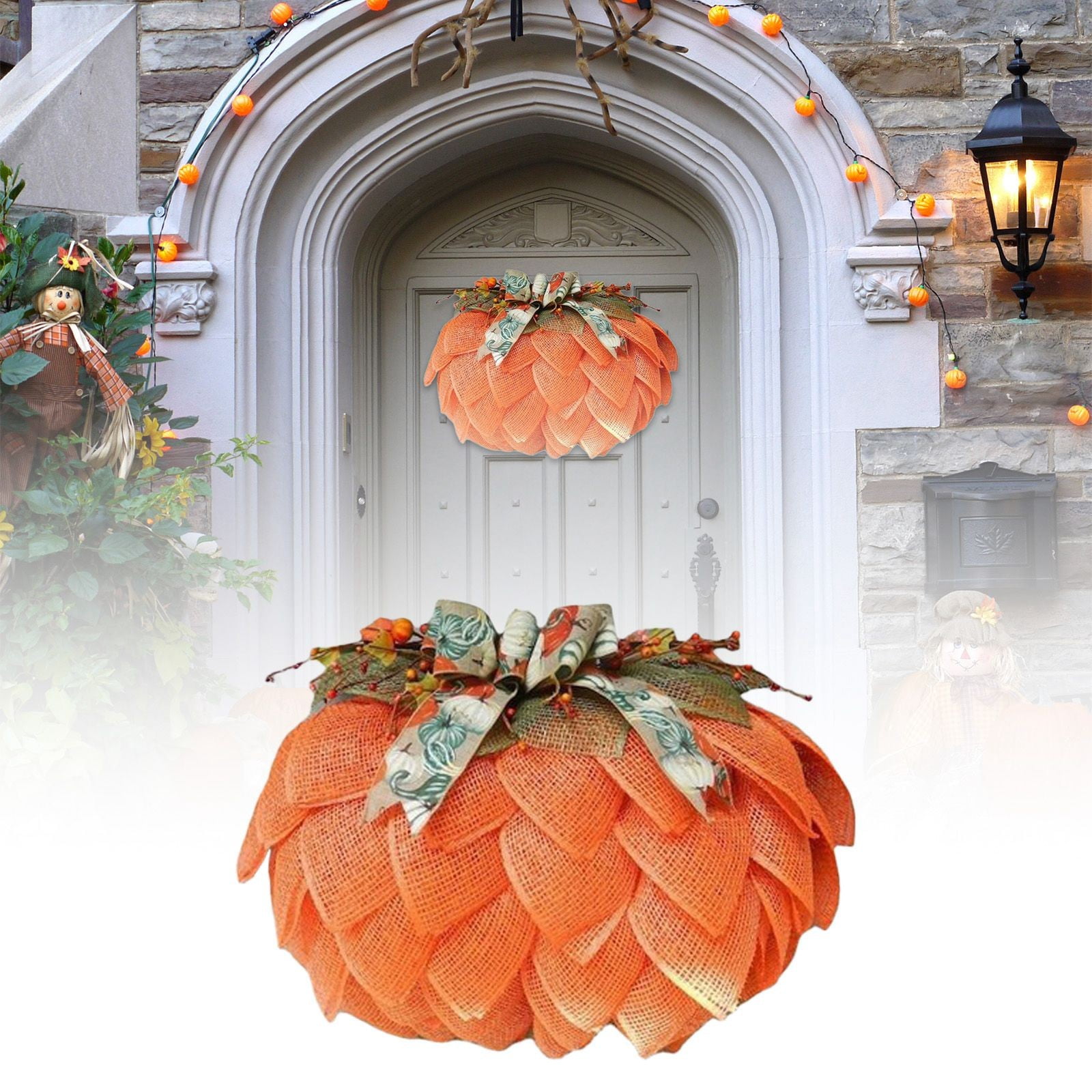 Handmade Fall Pumpkin Wreath Halloween Pumpkin Wreath with Suction Cup ...