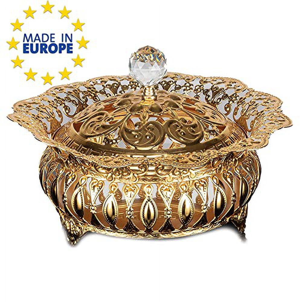 Handmade Fancy Sugar Serving Bowl with Lid and Crystal Top, Stainless ...
