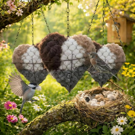 Handmade Fiber Bird Nesting Heart, 2026 New Birds Nests Material Holder ...