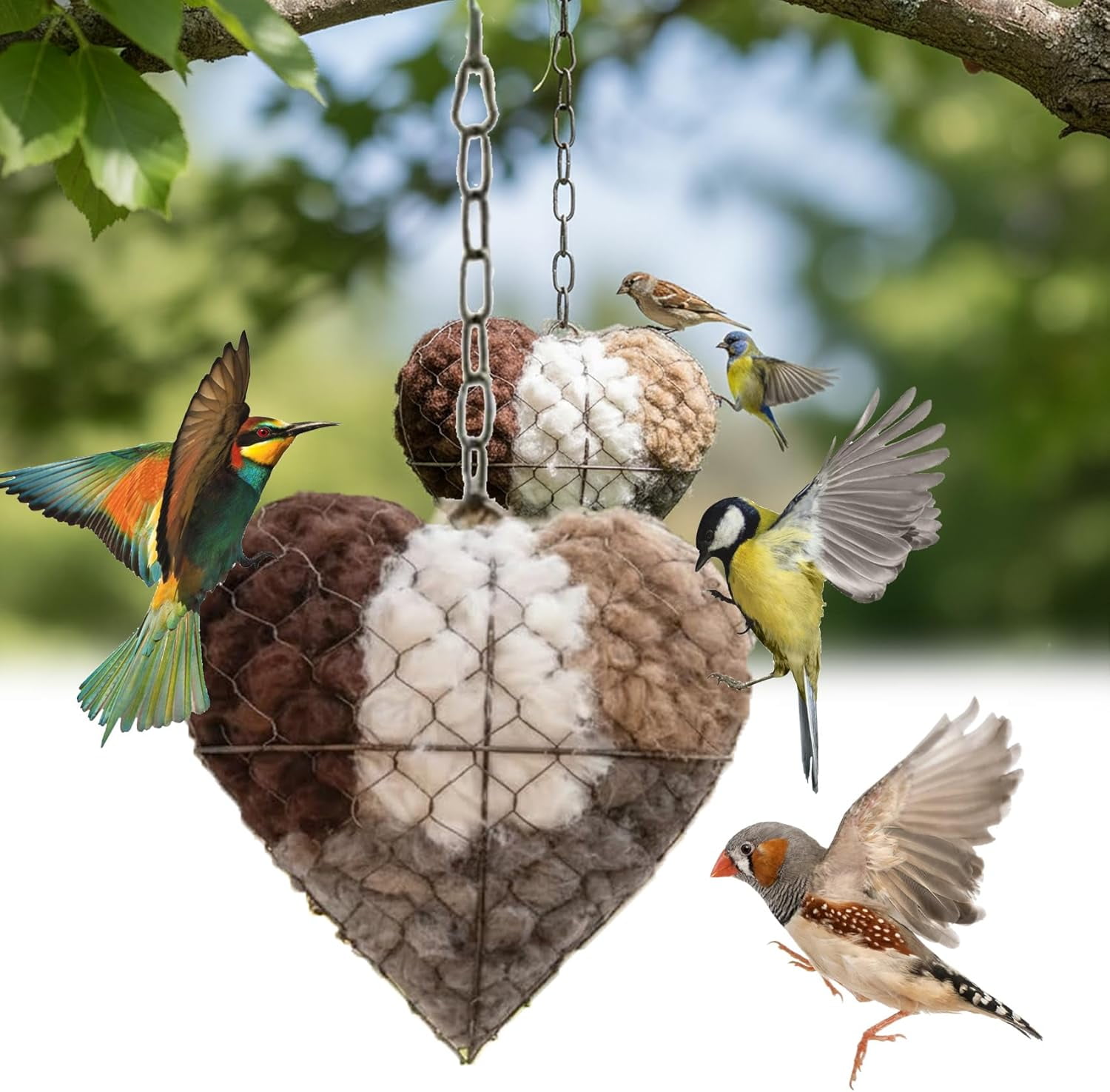Handmade Fiber Bird Nesting Heart, Bird Nesting Heart Outdoor Yard Art ...