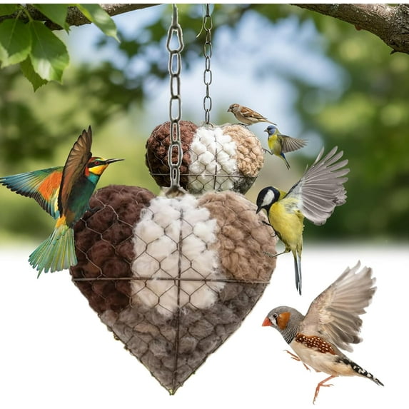 Handmade Fiber Bird Nesting Heart,Bird Nesting Heart Outdoor Yard Art ...