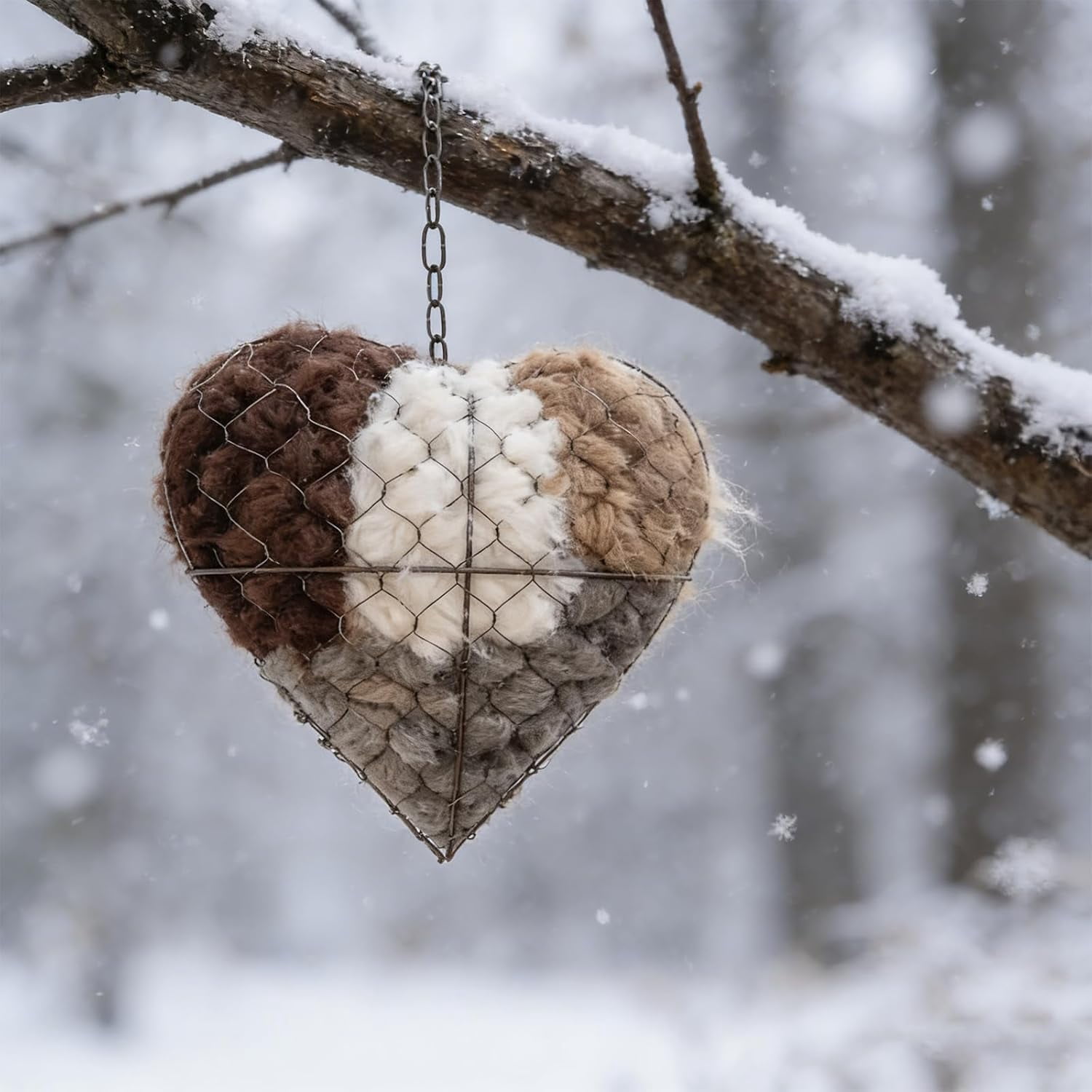 Handmade Fiber Bird Nesting Heart, Birds Haven Heart Shape Winter ...