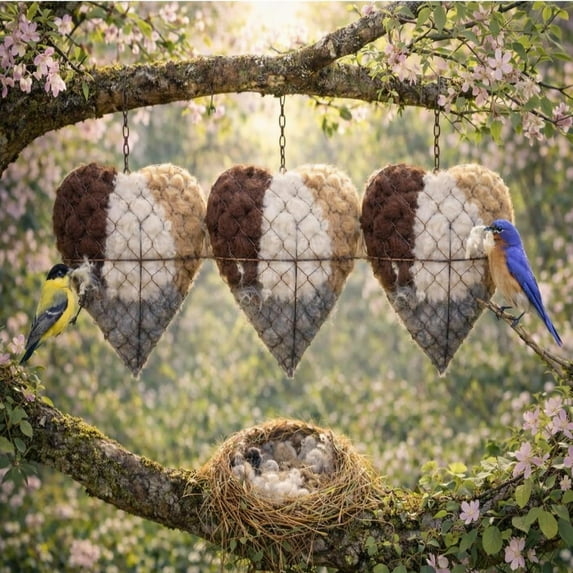 Handmade Fiber Bird Nesting Heart, Birds Nests Material Holder ...