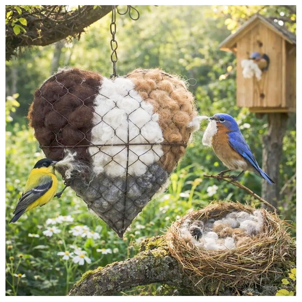 Handmade Fiber Bird Nesting Heart Birds Nests Material Holder ...